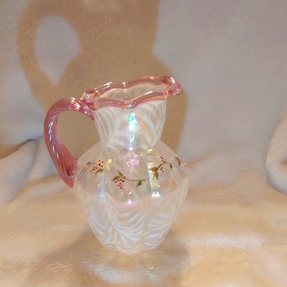 Fenton | Art | Fenton Glass Pitcher In French Opalescent W Rose Pink ...